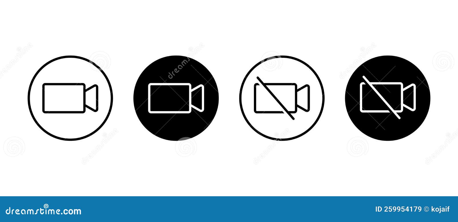 Video Camera Vector Icons Button Set. Disabled Camera Symbol in a ...