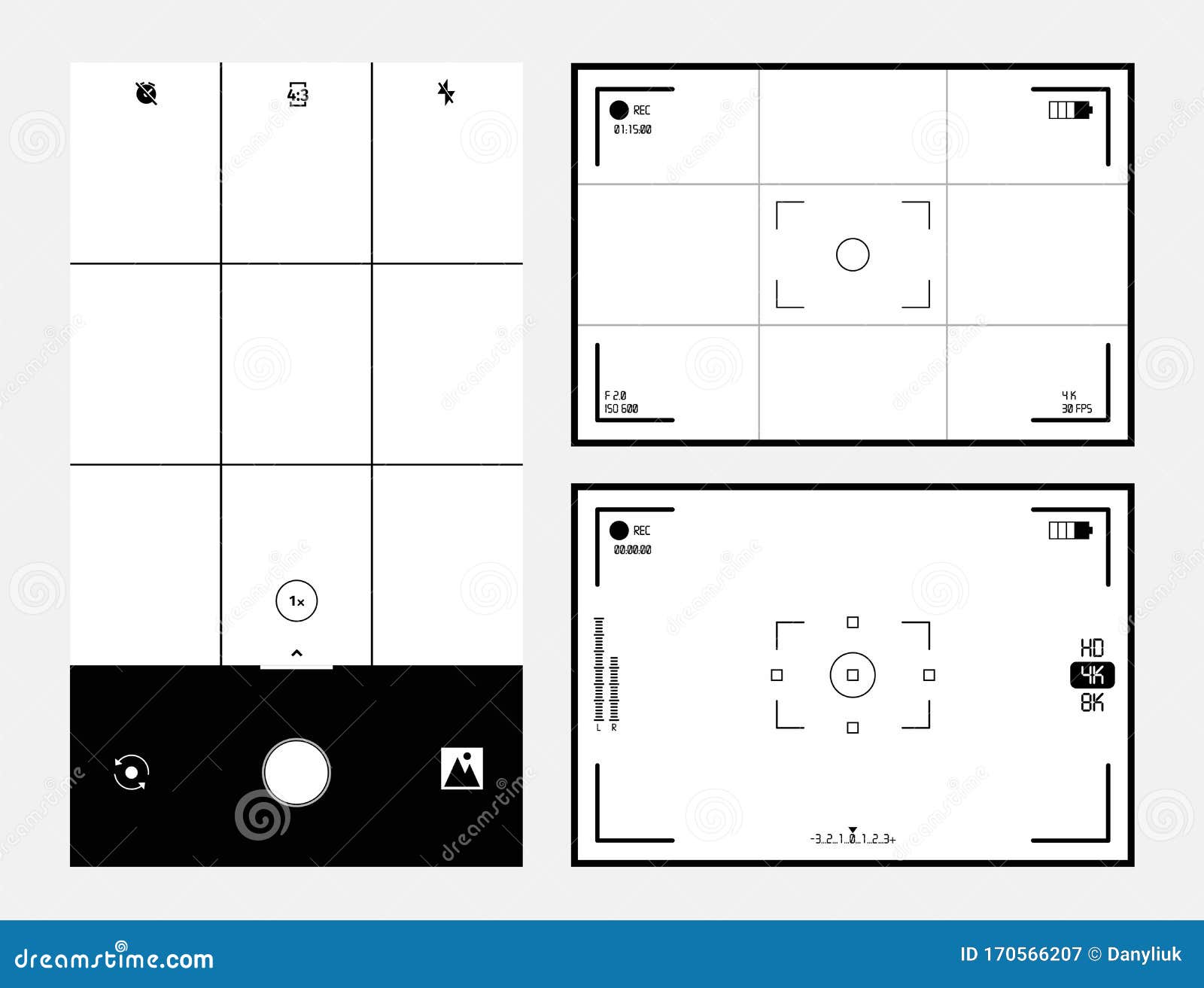 Video Camera Viewfinder Display. Vector Template Digital Video Picture ...
