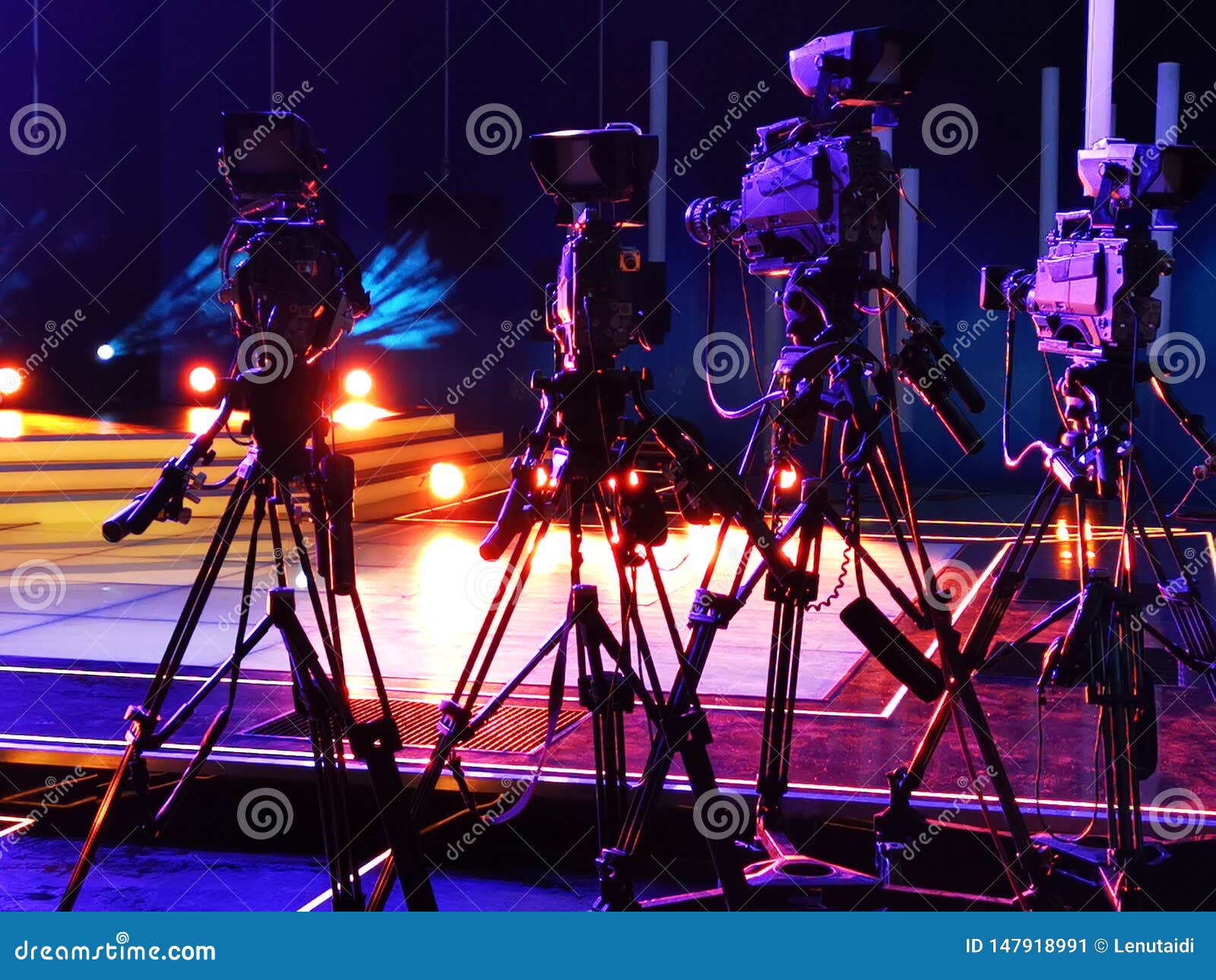 Video Cameras in the Studio Stock Image - Image of concept, broadcast ...
