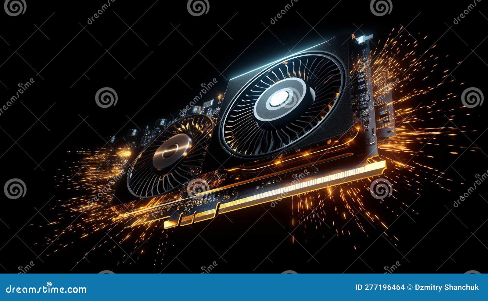 Video Card on a Black Background with Generative AI Particles Stock ...