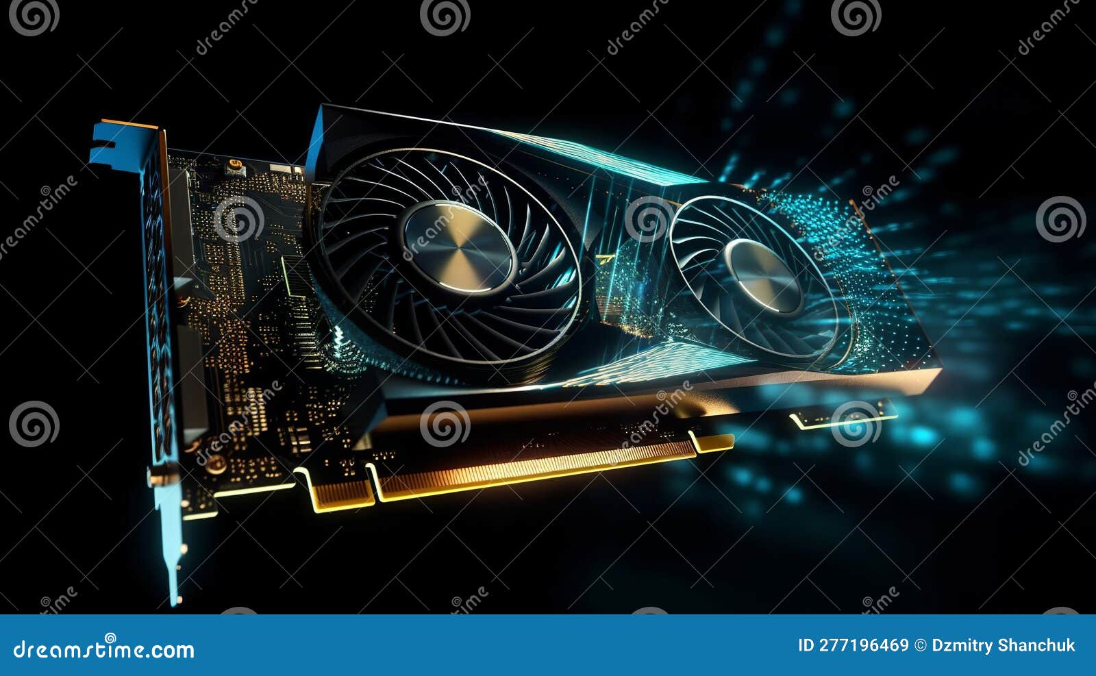 Video Card on a Black Background with Generative AI Particles Stock ...