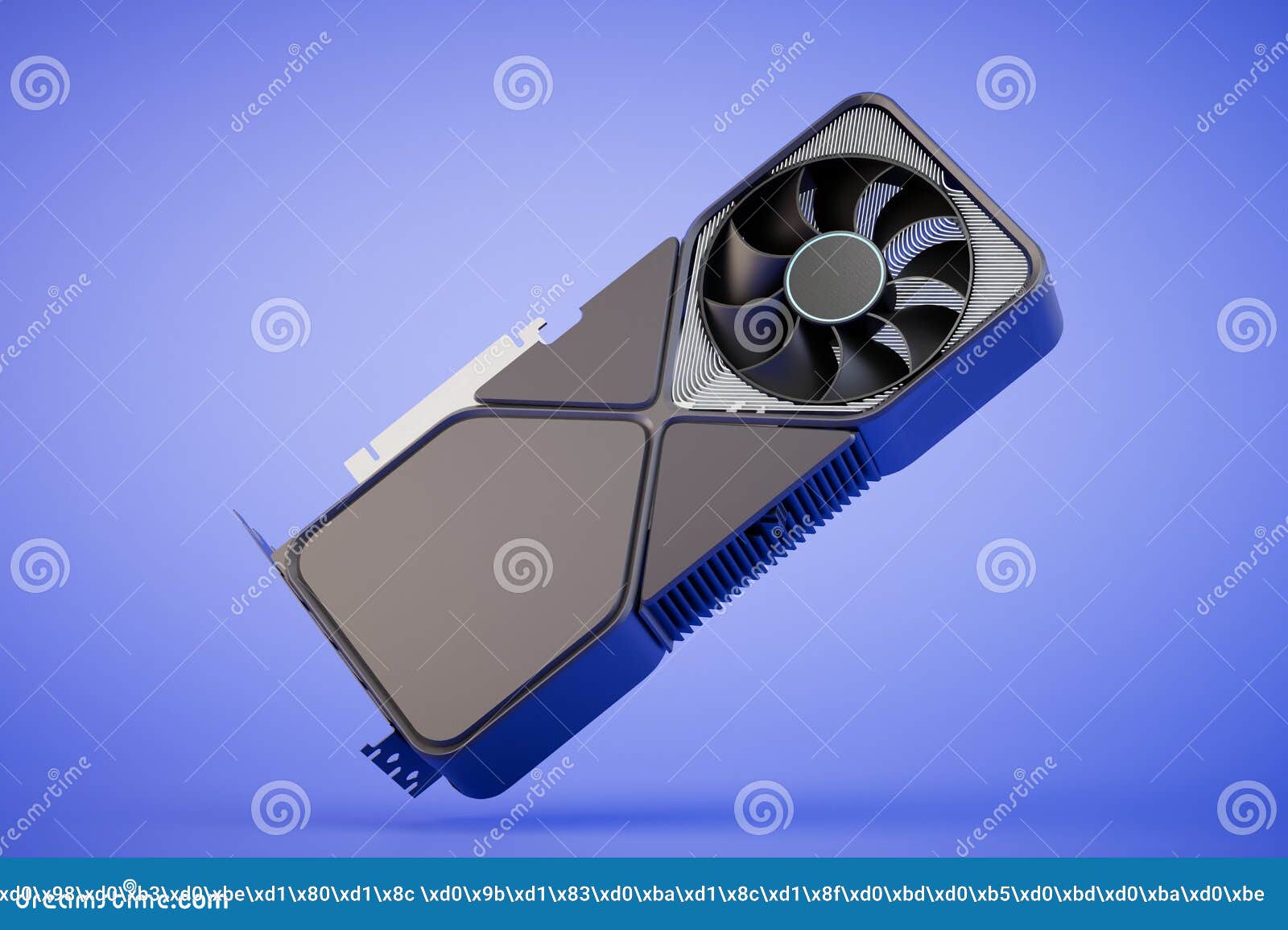 A Video Card for a Computer on a Blue Background. 3D Render Stock ...