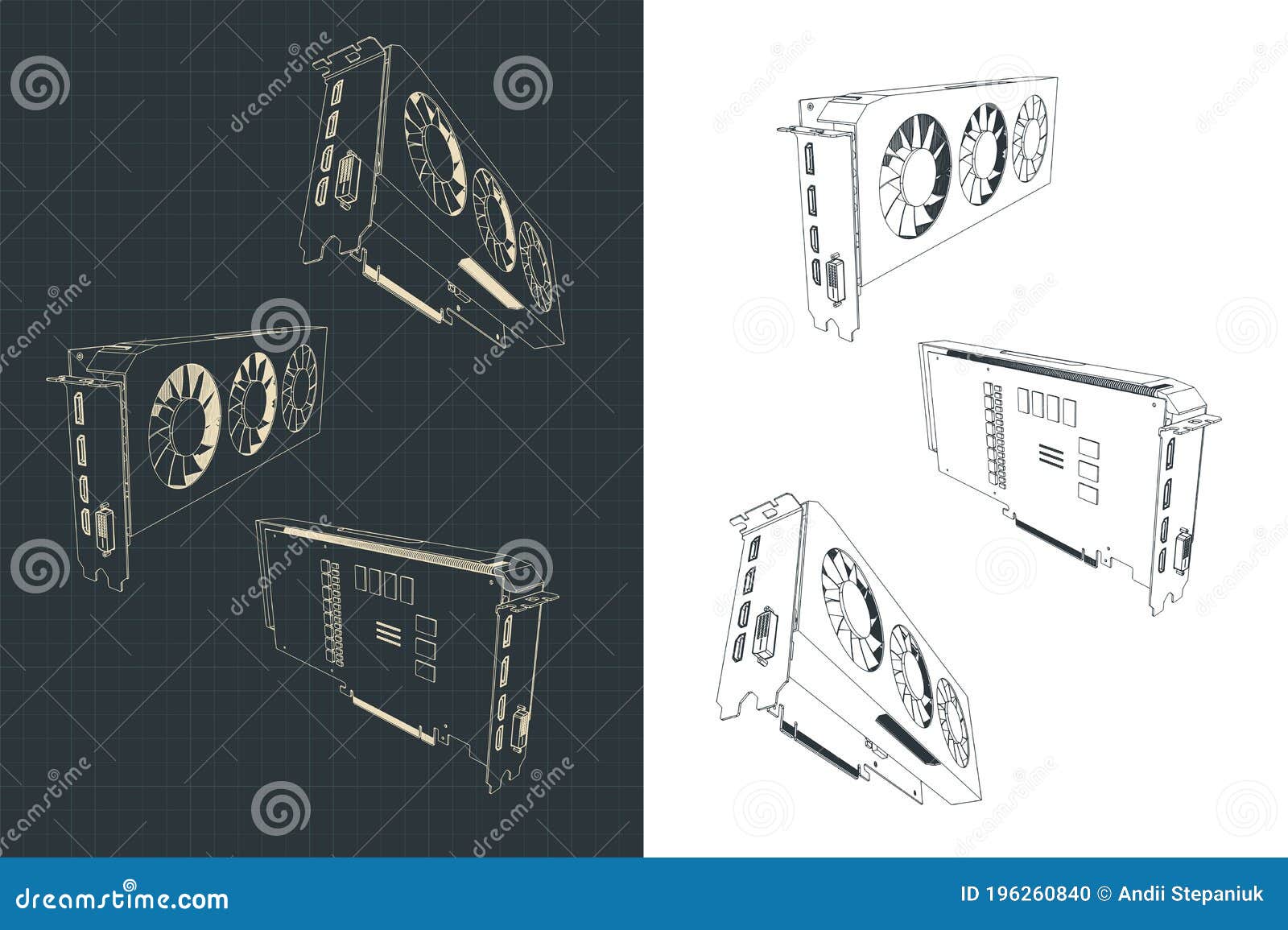 Video card drawings stock vector. Illustration of closeup - 196260840