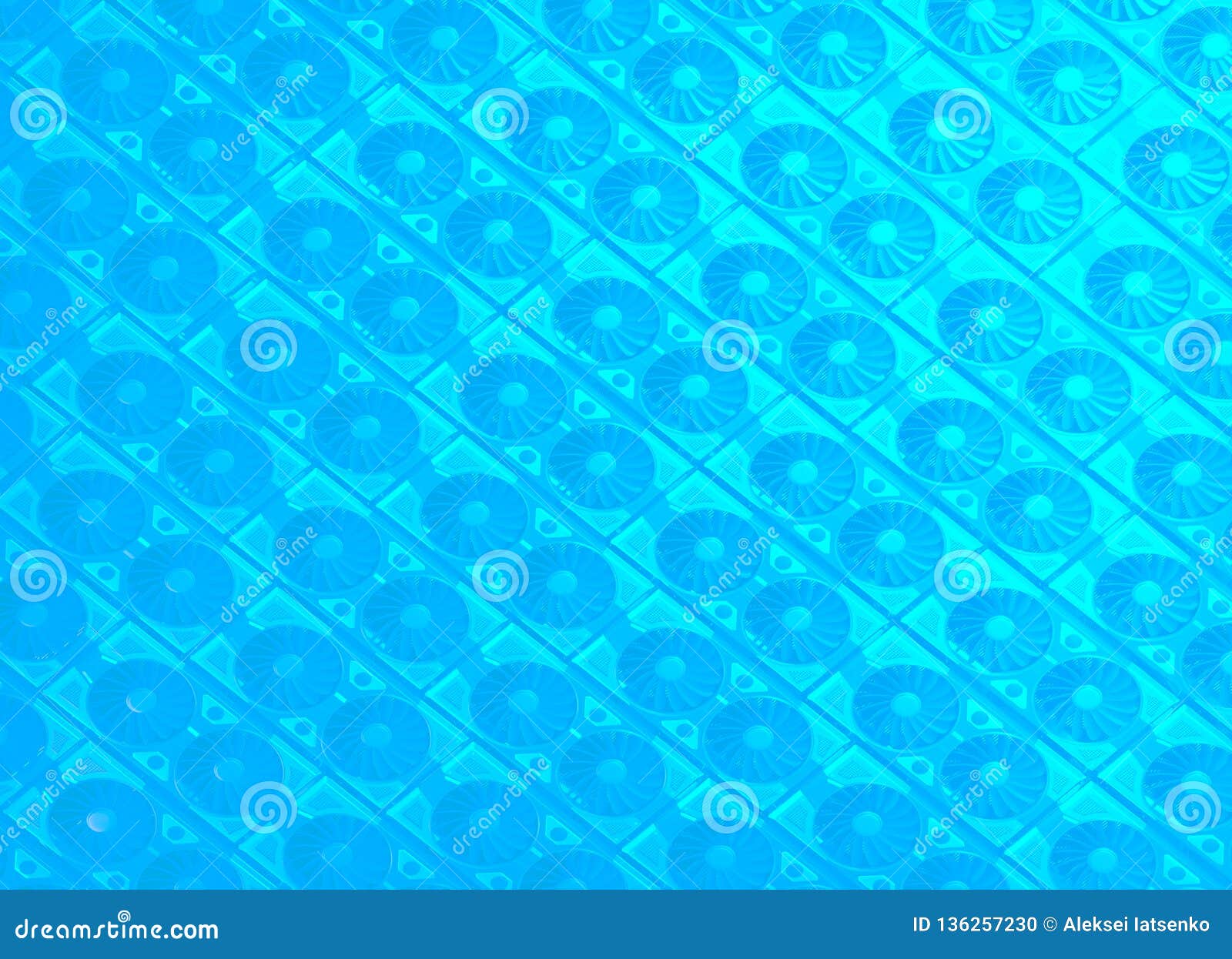 Video Card Gpu 3d Illustration Blue Tech Backdrop Stock Illustration ...