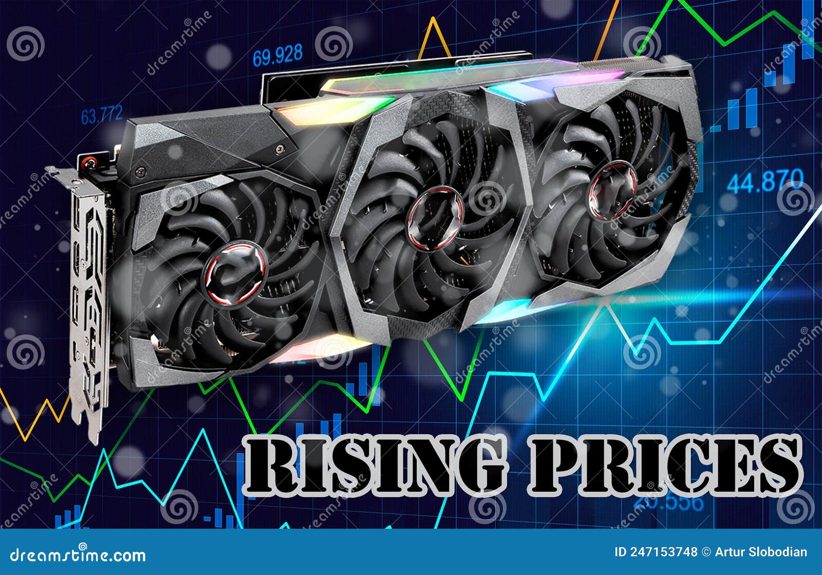 Video Card, Graphics Processor with Energy Efficiency Graph, 3D ...