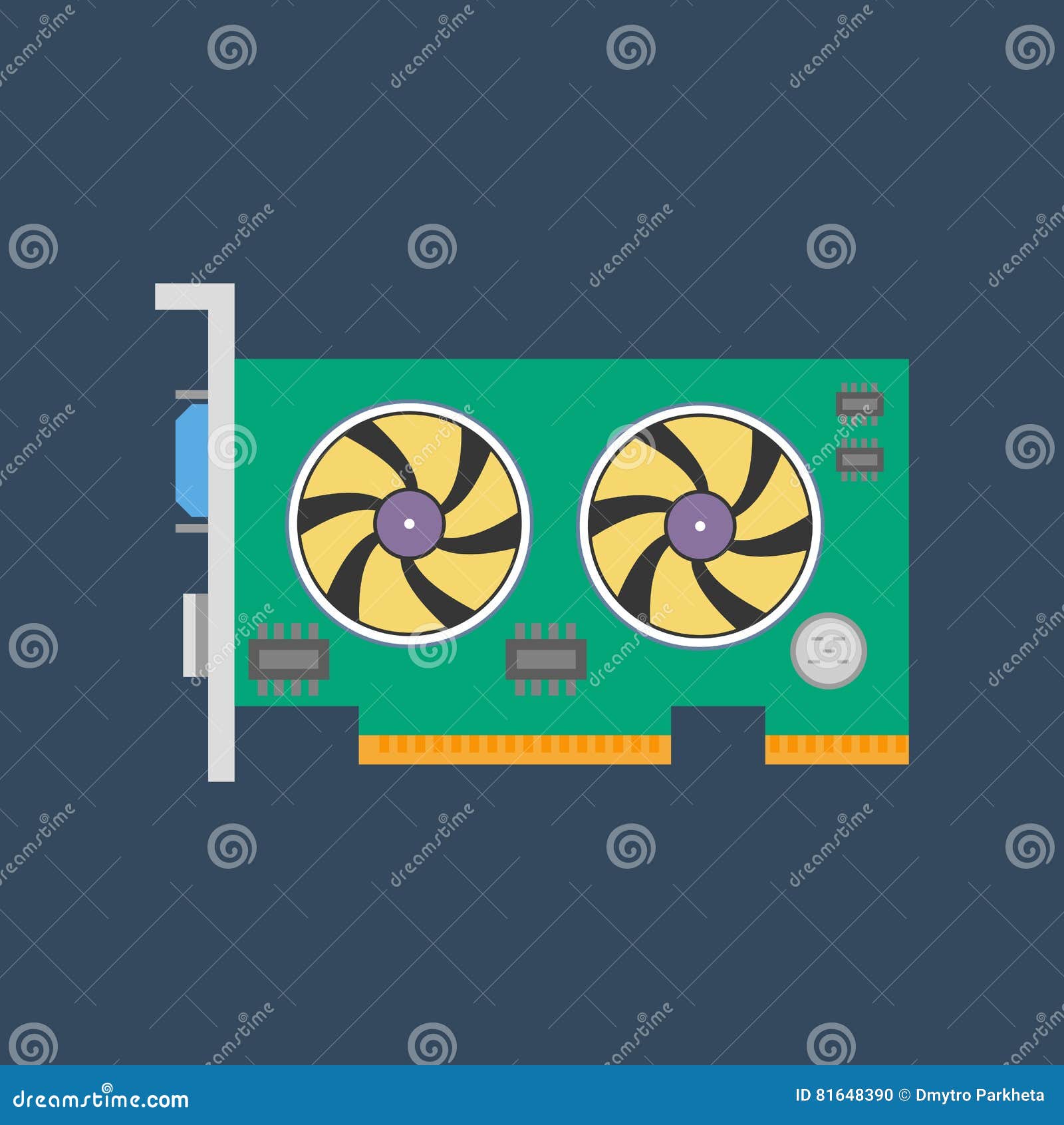 Video card icon stock vector. Illustration of board, cooler - 81648390