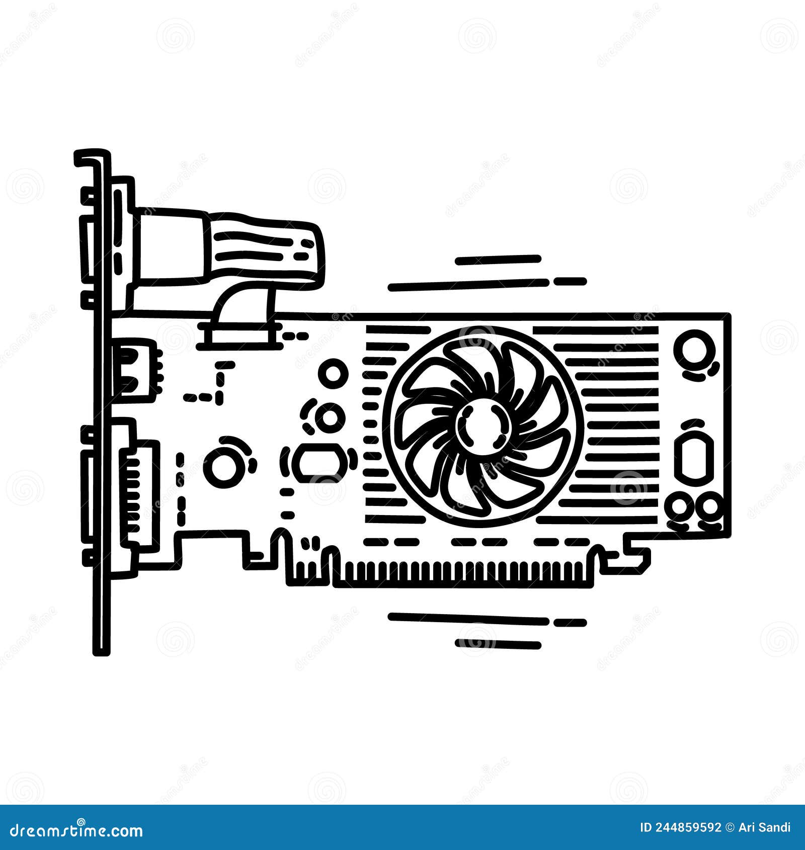 Video Card for Pc Icon. Doodle Hand Drawn or Outline Icon Style Stock ...