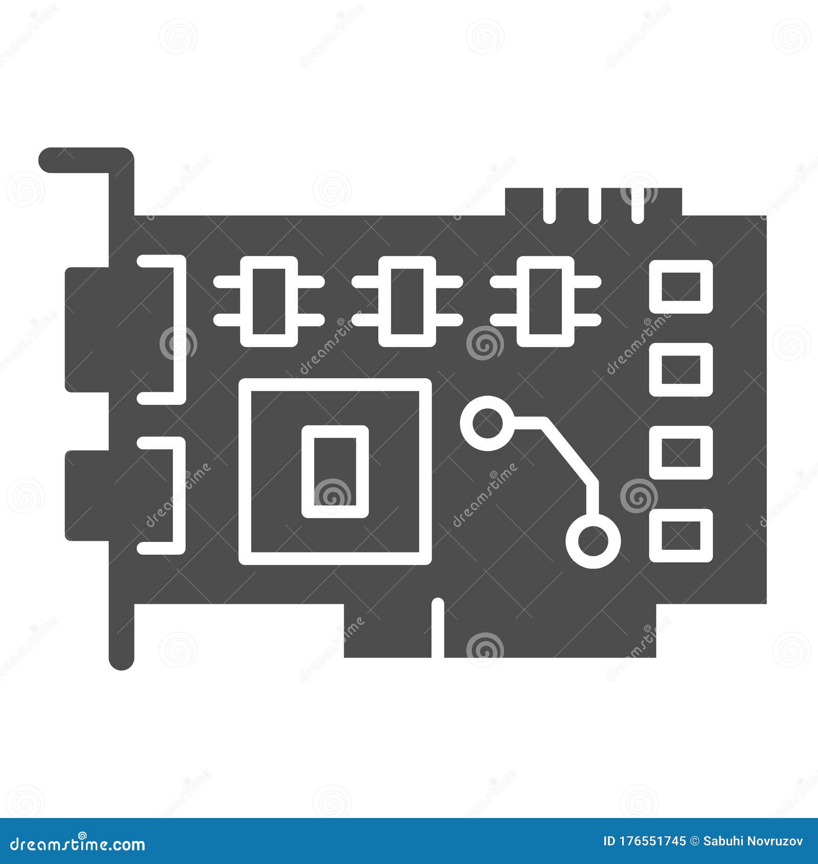 Video Card Solid Icon. Circuit Board with Integrated Memory and Gpu ...