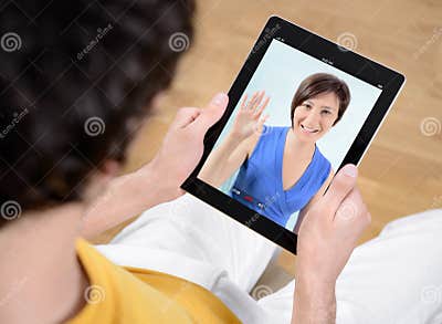 Video Chat Communication Via Apple IPad Stock Photo - Image of chatting ...
