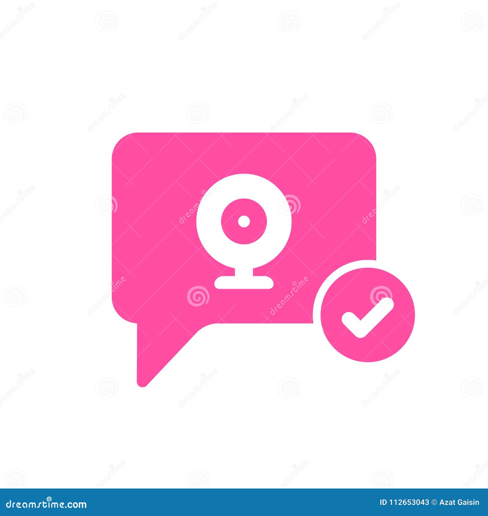 Video Chat Icon with Check Sign. Video Chat Icon and Approved, Confirm ...