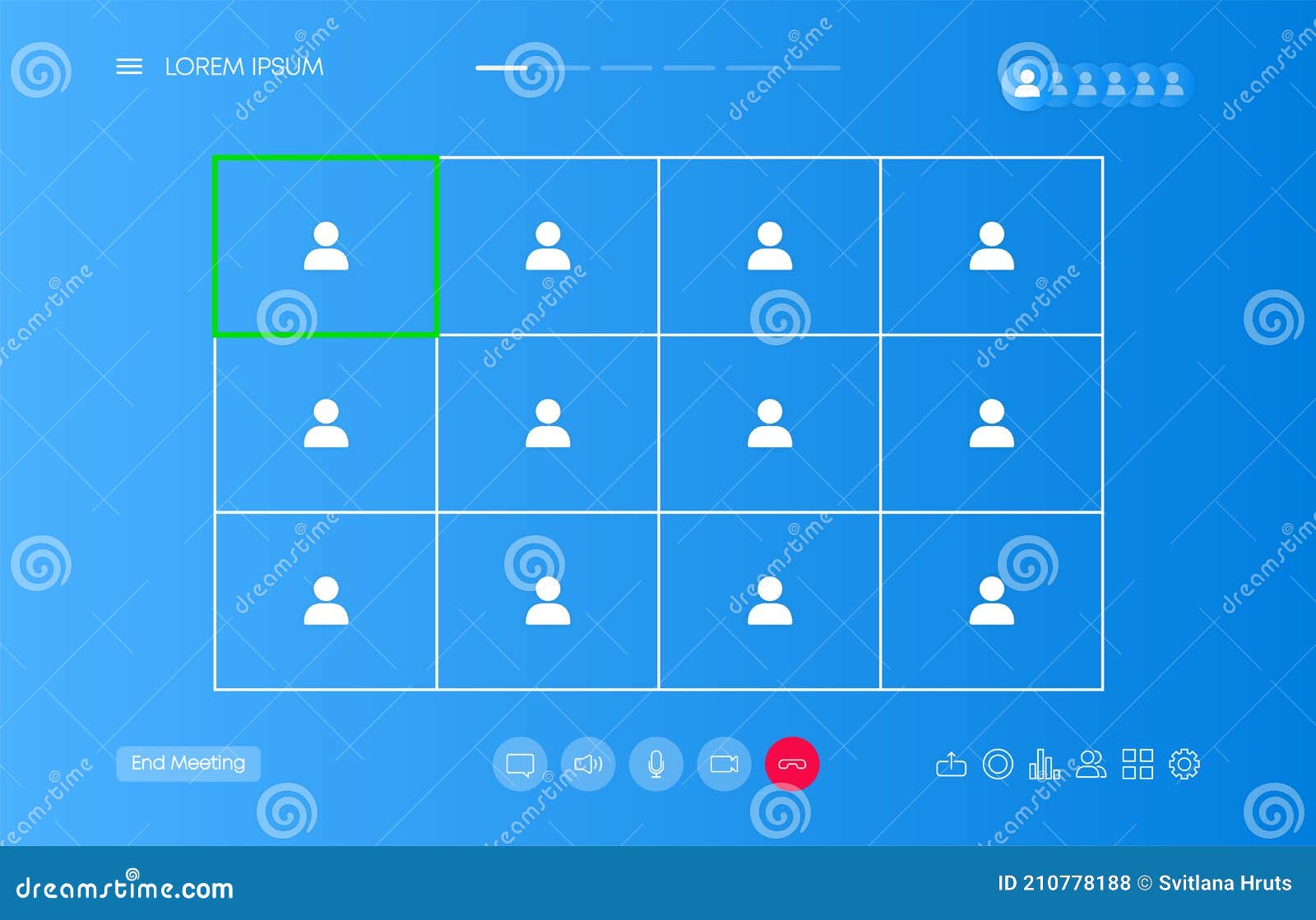 Video Chat Many Users Interface, Video Calls Window Overlay. UI UX ...