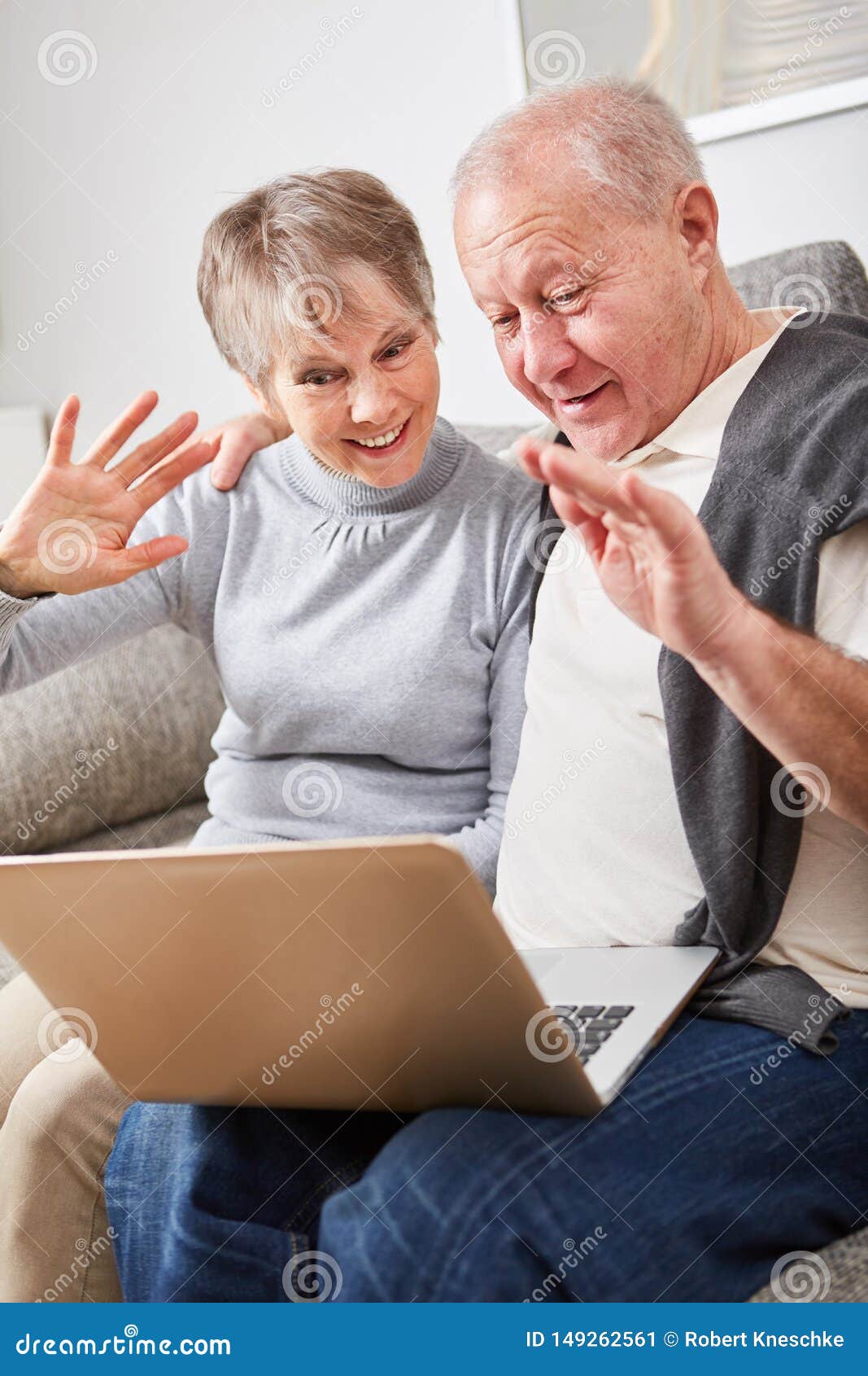 Video Chat with Two Senior Citizens Stock Image - Image of grandparents ...