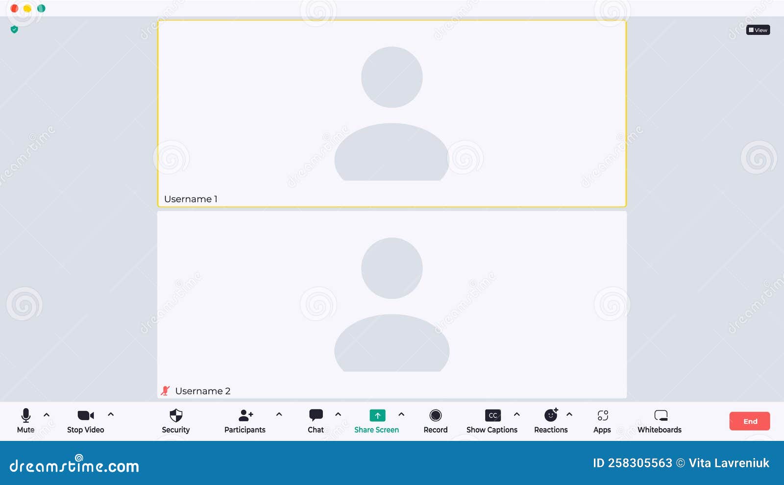 Video Chat User Interface, Video Calls Window Overlay. UI UX Design ...