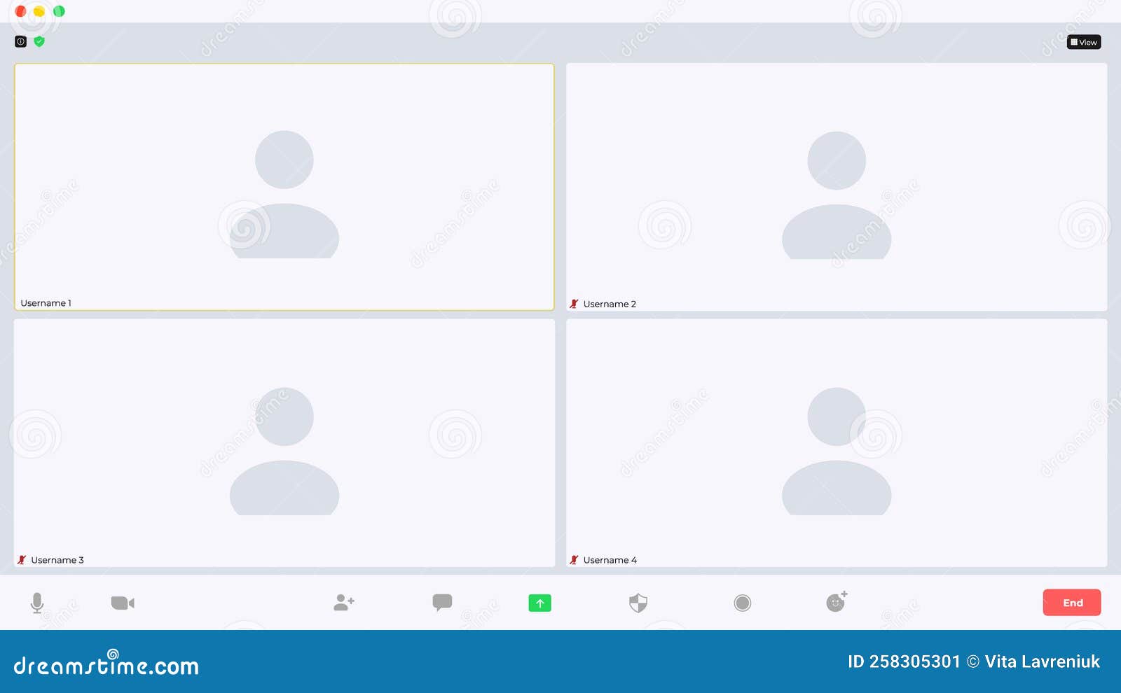 Video Chat User Interface, Video Calls Window Overlay Stock Vector ...
