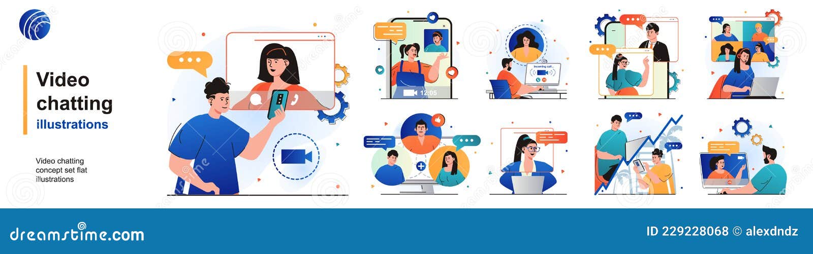 Video Chatting Isolated Set. Online Communication Stock Photo - Image ...