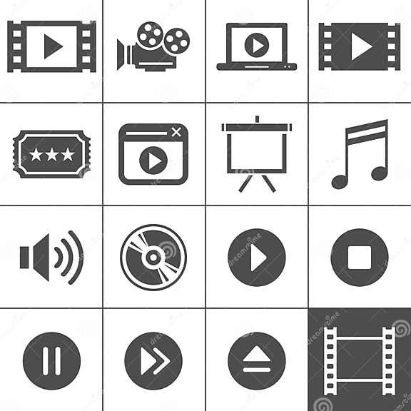 Video and cinema icon set stock vector. Illustration of speaker - 32321164