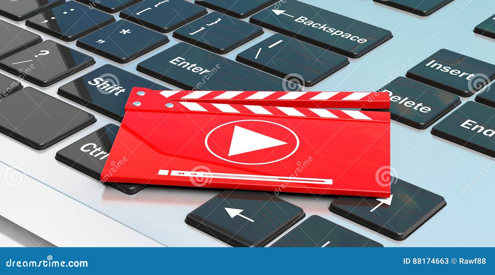 Video Clapper on a Laptop. 3d Illustration Stock Illustration ...