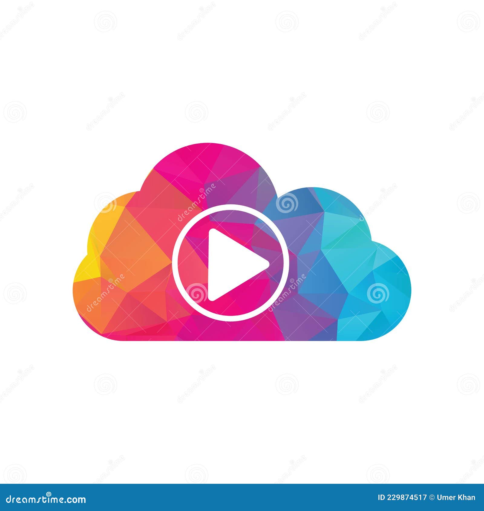 Video Cloud Logo Design Template. Stock Vector - Illustration of ...