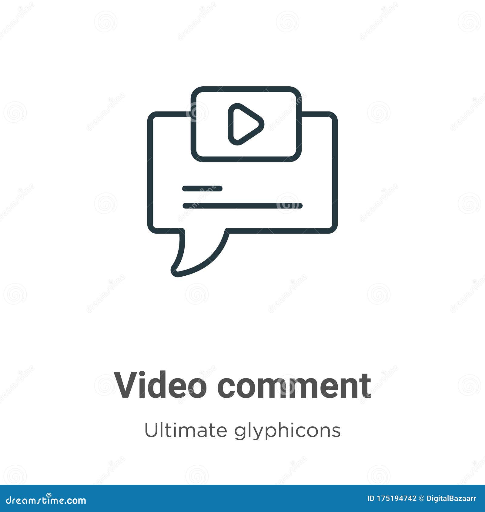Video Comment Outline Vector Icon. Thin Line Black Video Comment Icon ...