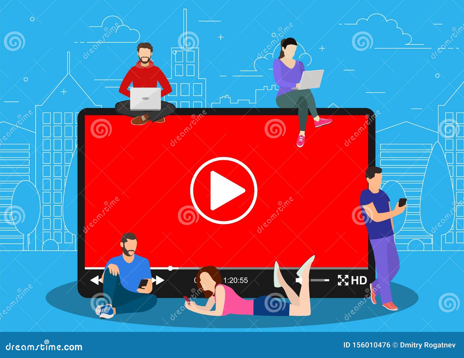 Video Concept. People Using Mobile Gadgets, Stock Vector - Illustration ...