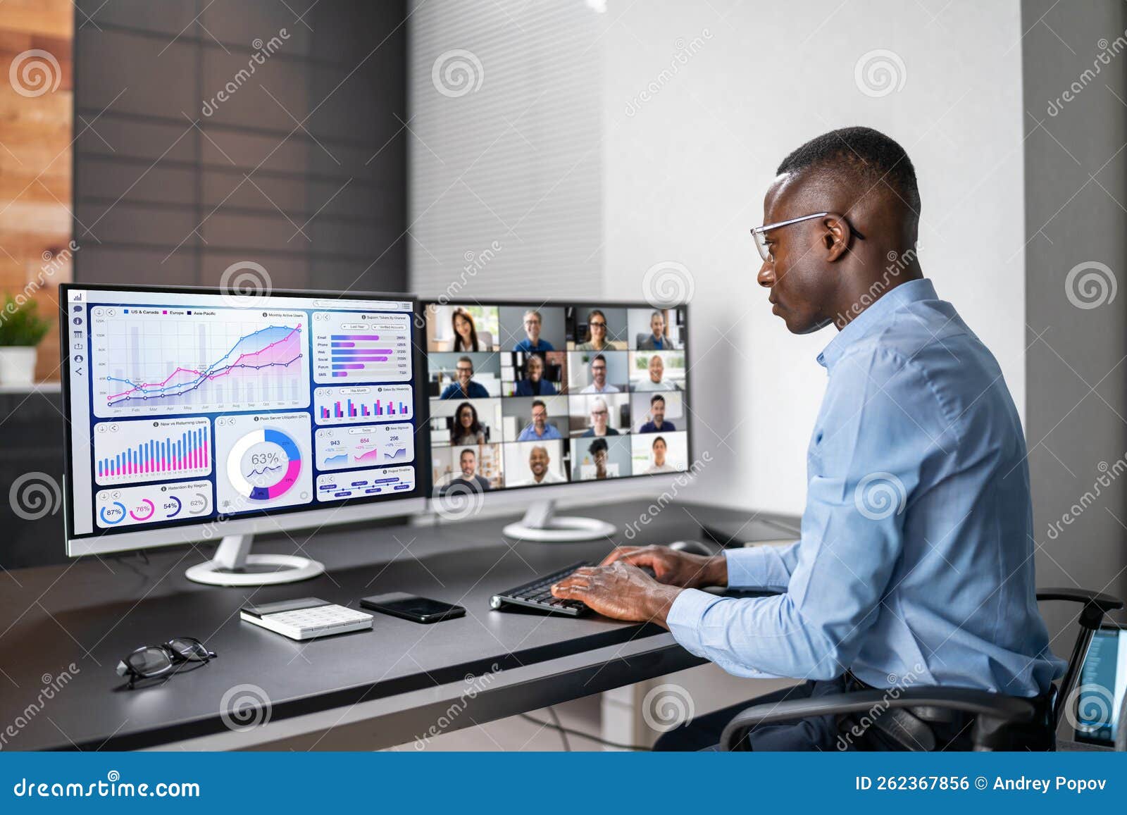 Video Conference Business Call. African Conferencing Stock Photo ...