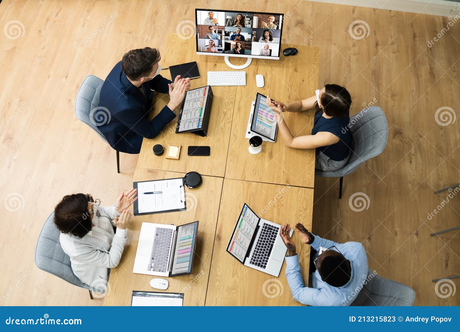 Video Conference Call at Business Meeting Stock Image - Image of ...