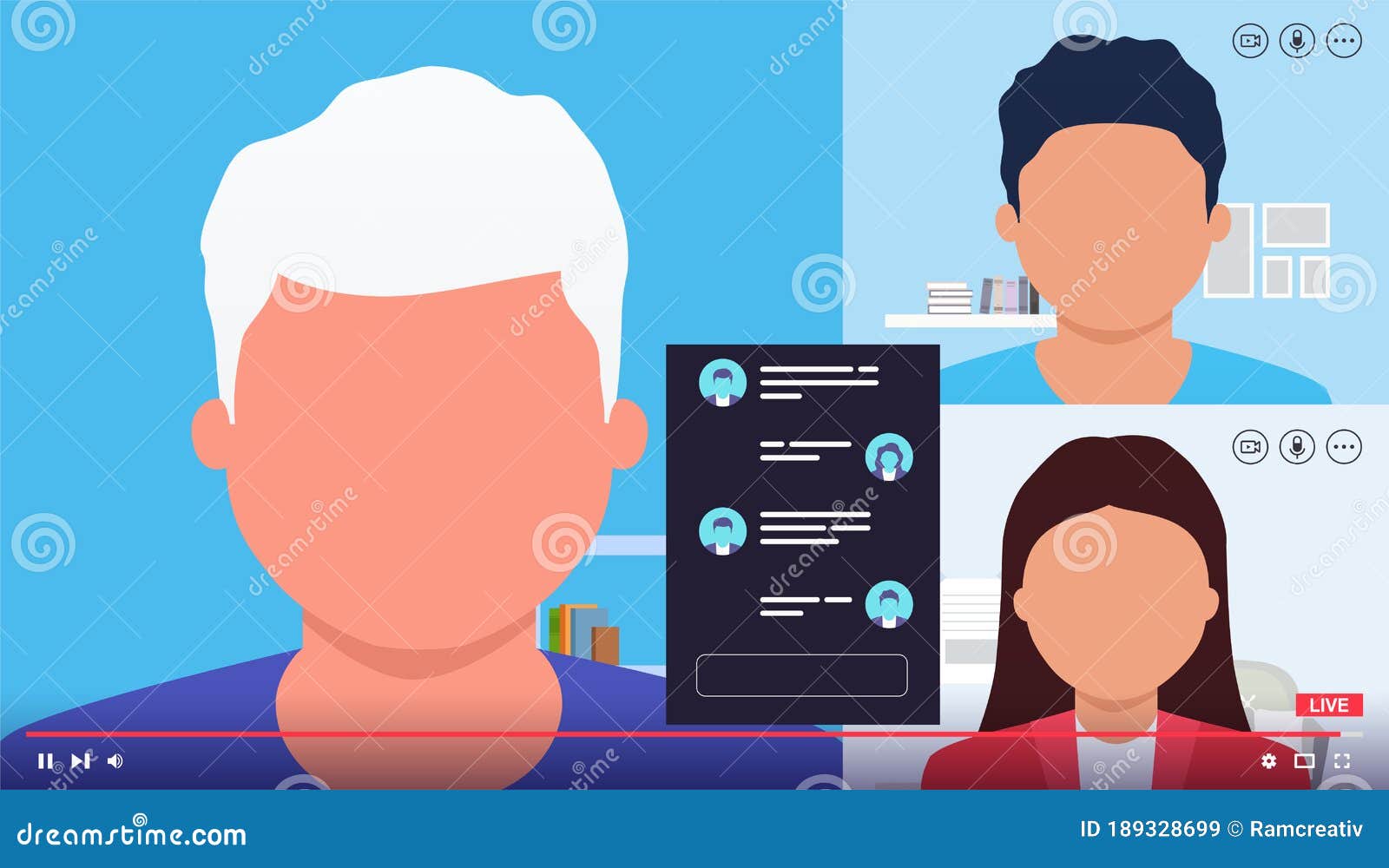 Video Conference Call, Communication Screen.Group of People Take Online ...