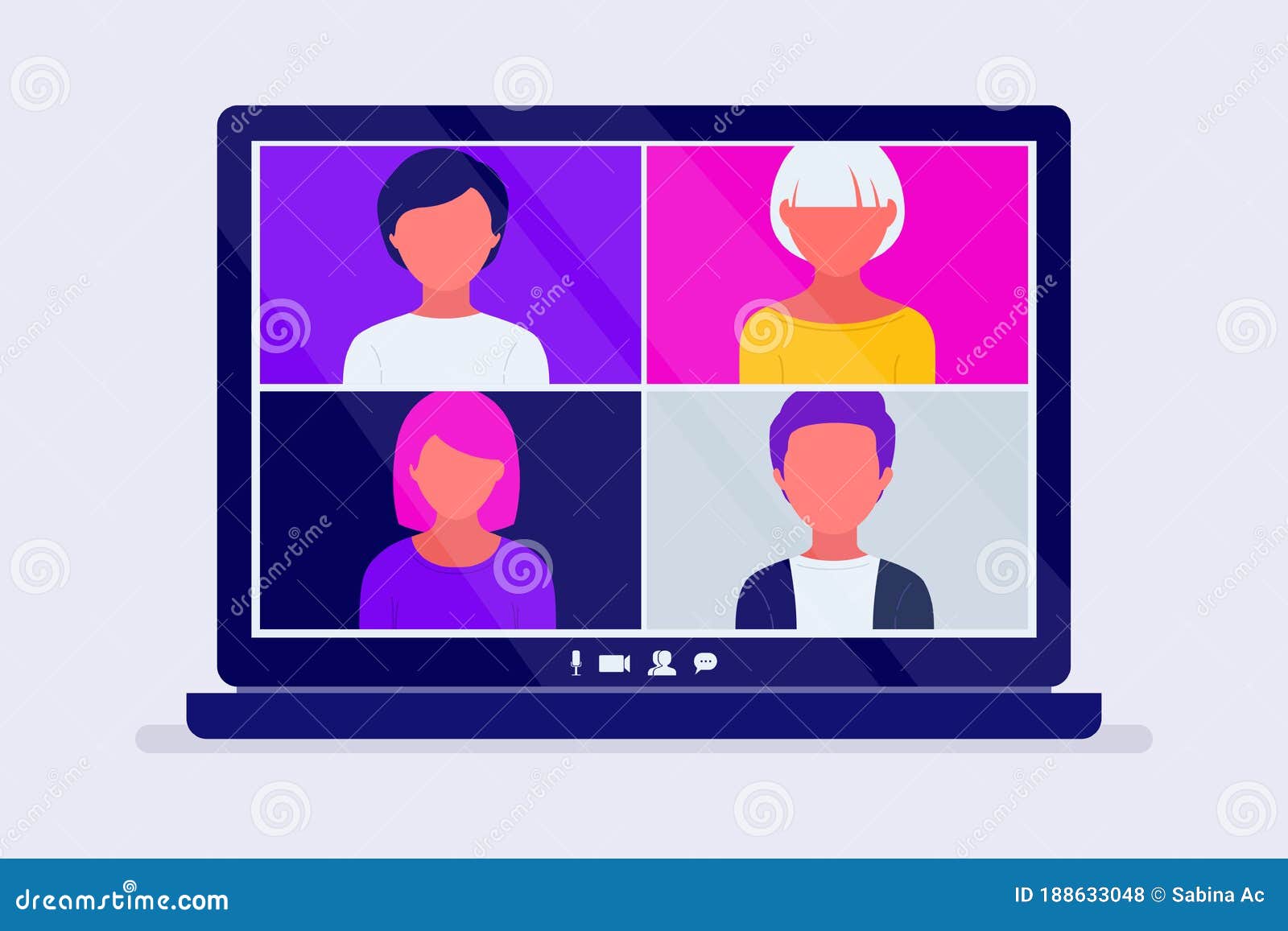 Video Conference Call on the Computer Screen Stock Vector ...
