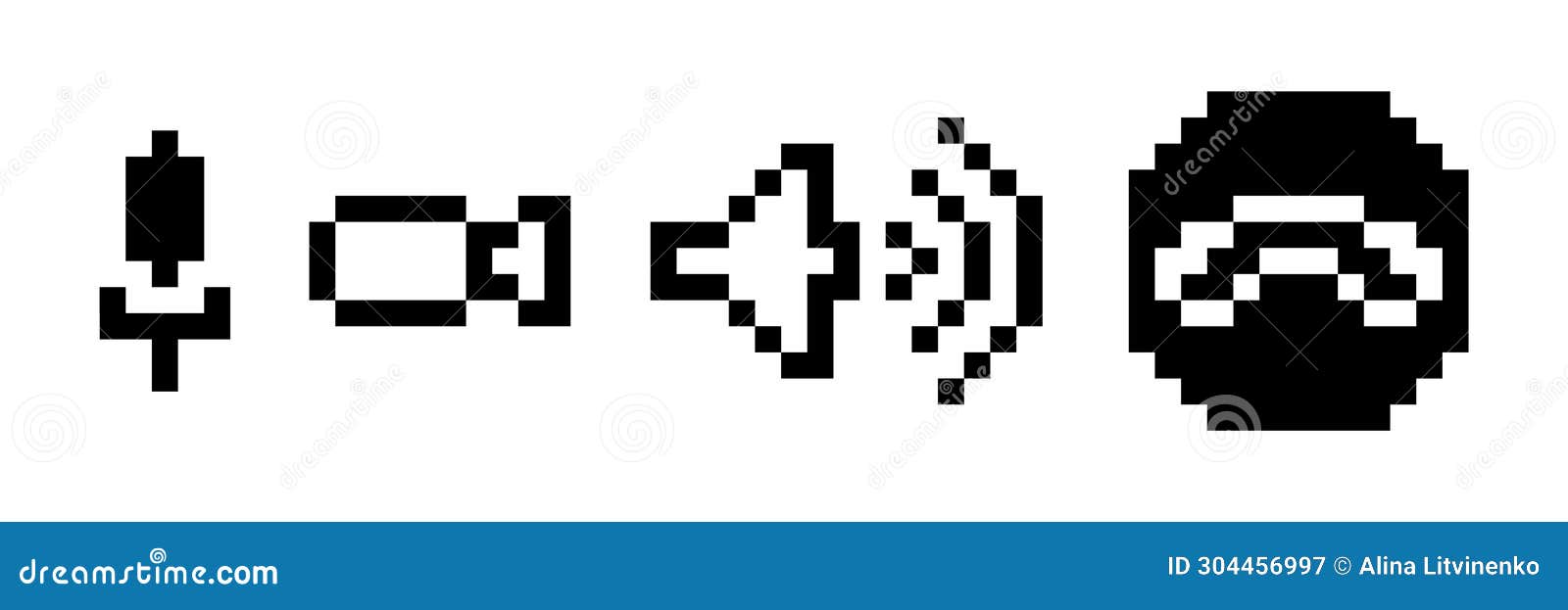 Video Conference Call Pixel Icon Set. Mobile Phone Answer Sign Stock ...