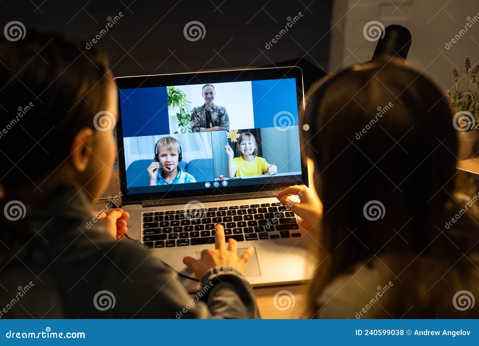 Video Conference Call with Pupil Using Webcam. Online Education and E ...