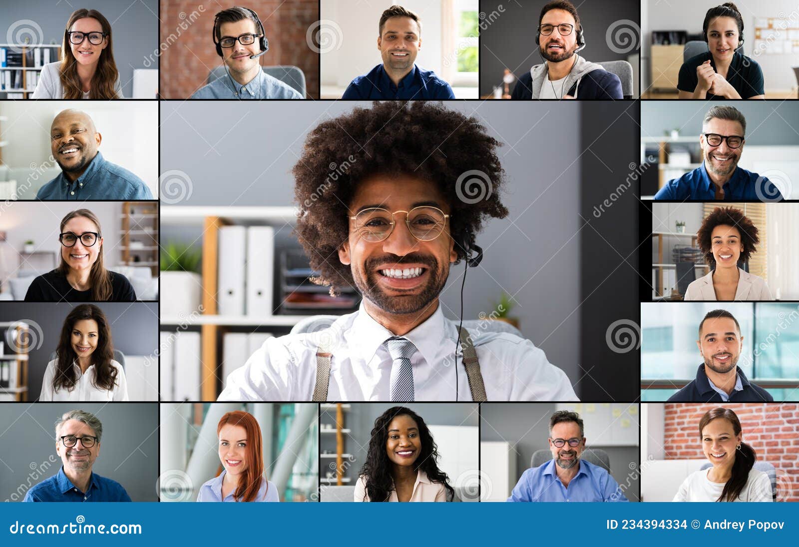 Video Conference Call Screen Stock Photo - Image of diverse, chat ...