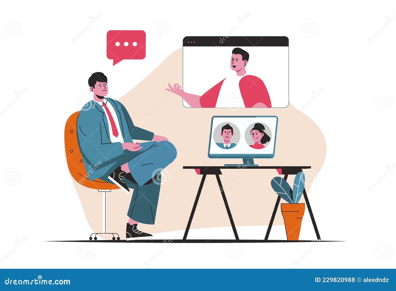 Video Conference Concept Isolated. Online Communication Stock Vector ...