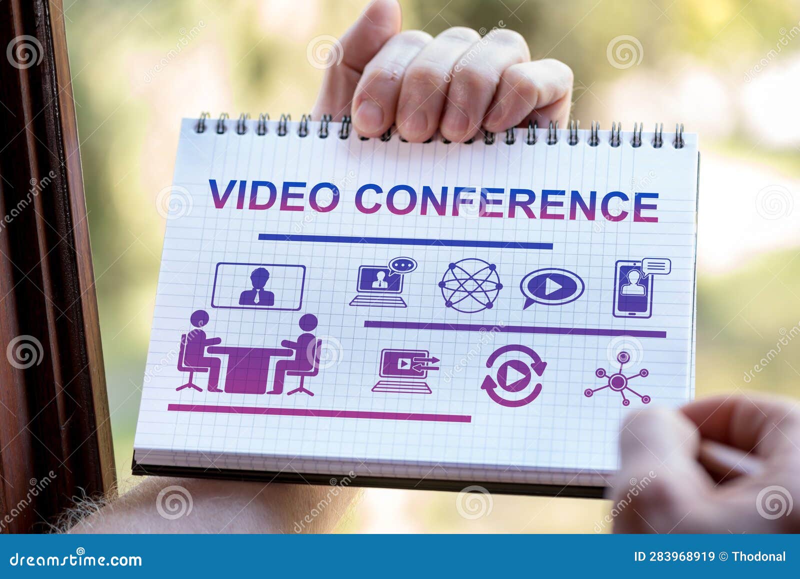 Video Conference Concept on a Notepad Stock Image - Image of webcast ...