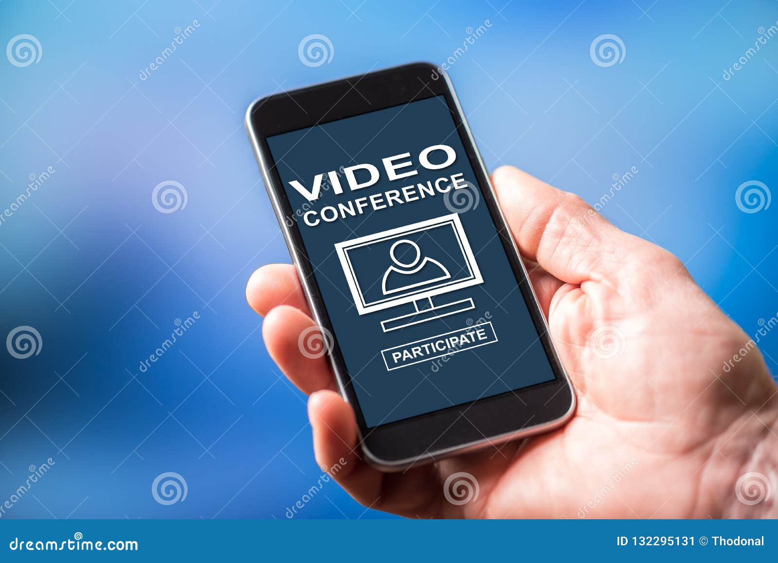 Video Conference Concept on a Smartphone Stock Image - Image of video ...