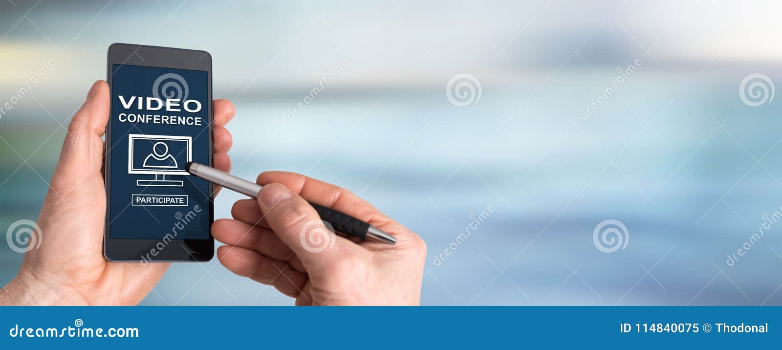 Video Conference Concept on a Smartphone Stock Image - Image of ...