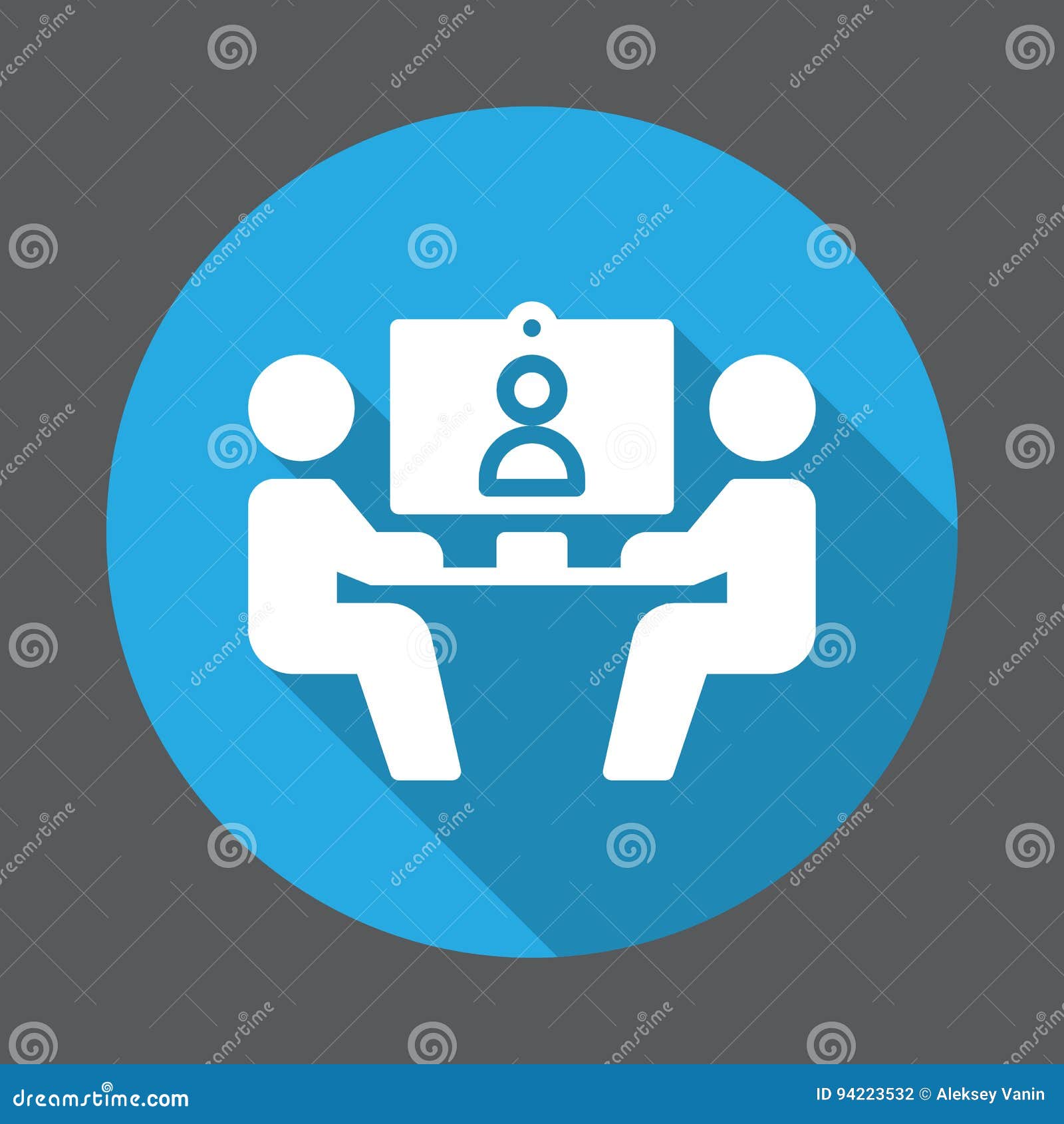 Video Conference Flat Icon. Round Colorful Button, Circular Vector Sign ...
