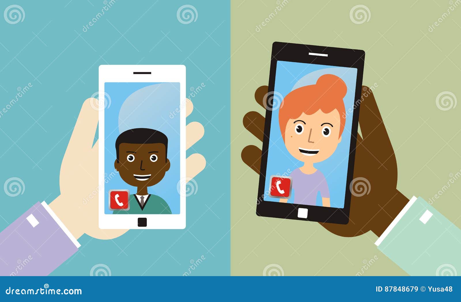 Video Conference with Friends by Smart Phone Stock Illustration ...