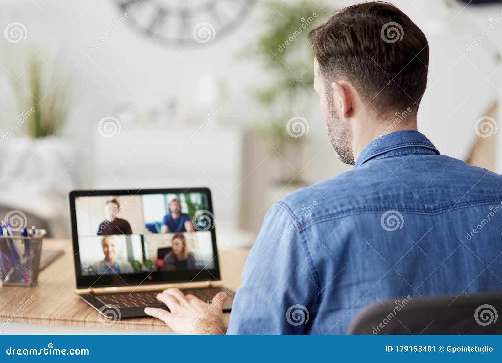 Video Conference during Home Office. Stock Image - Image of quarantine ...