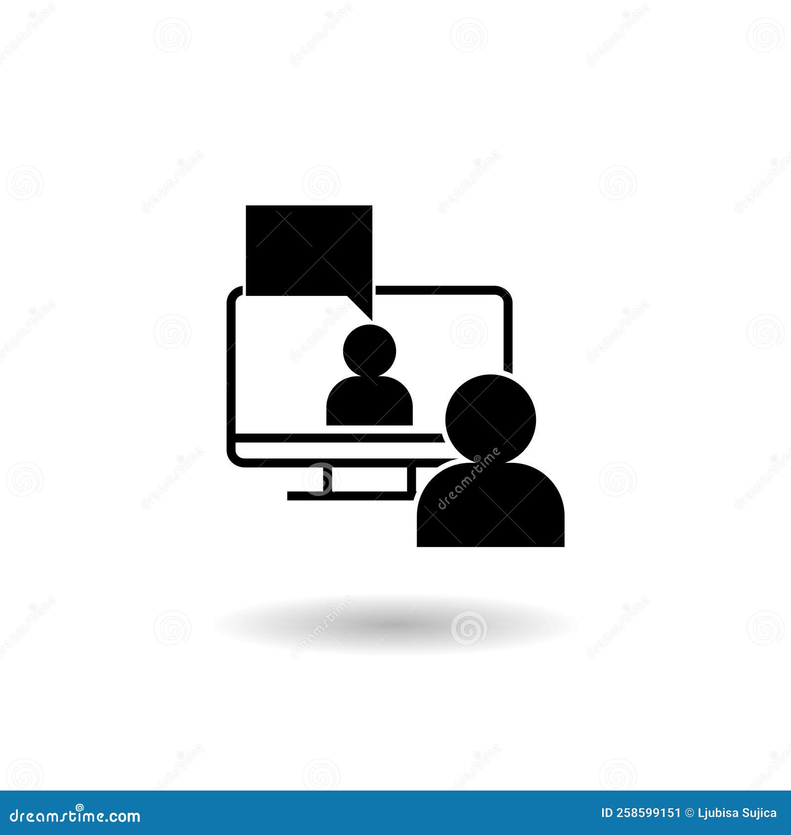 Video Conference Icon Logo with Shadow Stock Vector - Illustration of ...