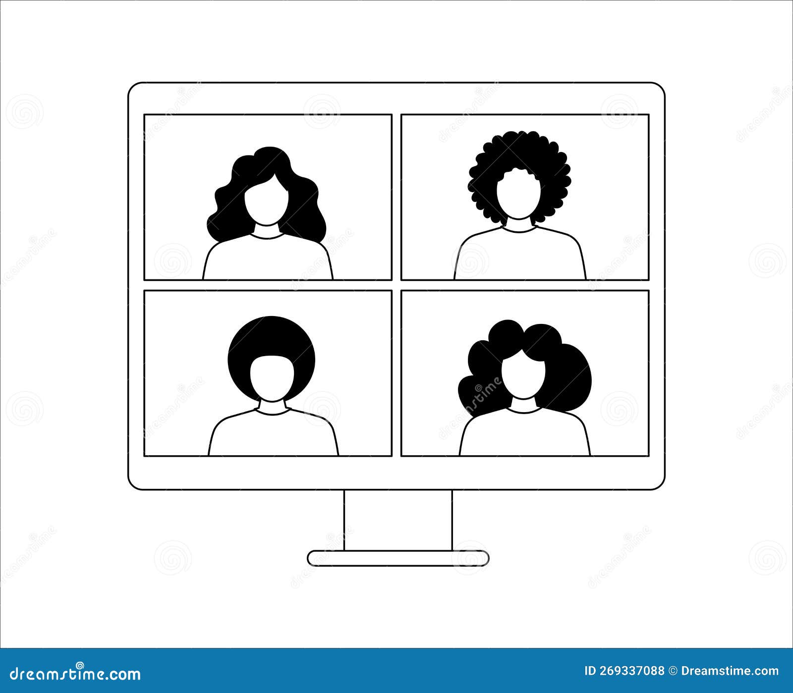 Video Conference. Illustration with People in Flat Style Stock Vector ...