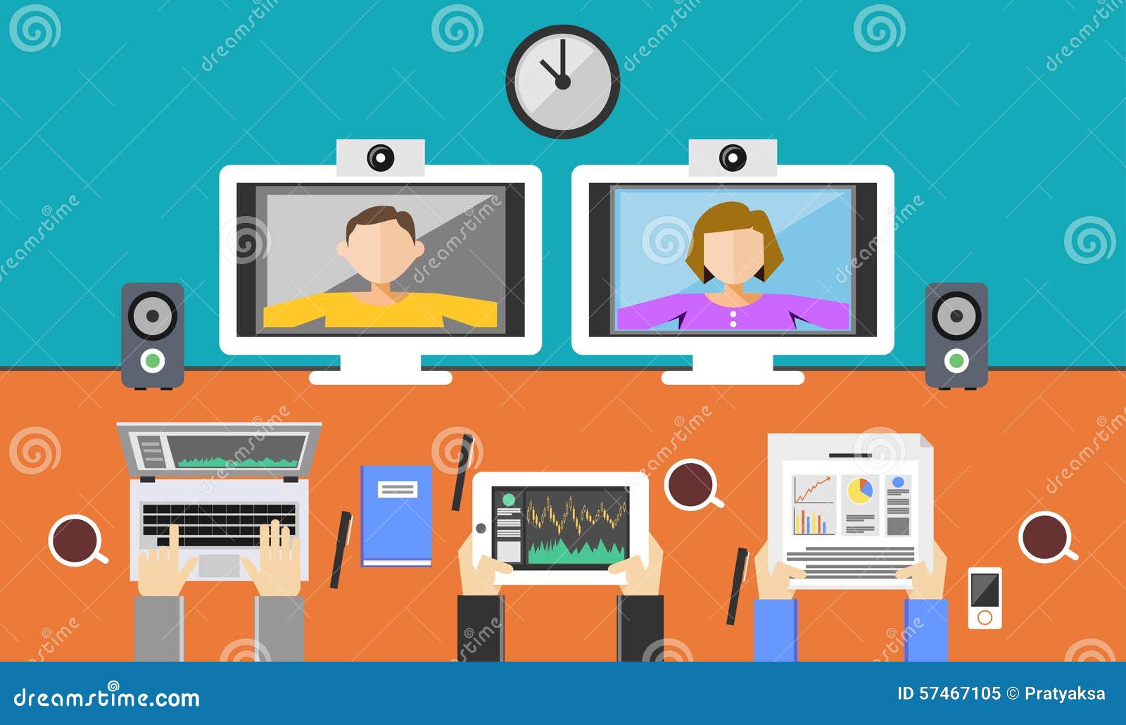 Video Conference Illustration. Video Call. Stock Vector - Illustration ...