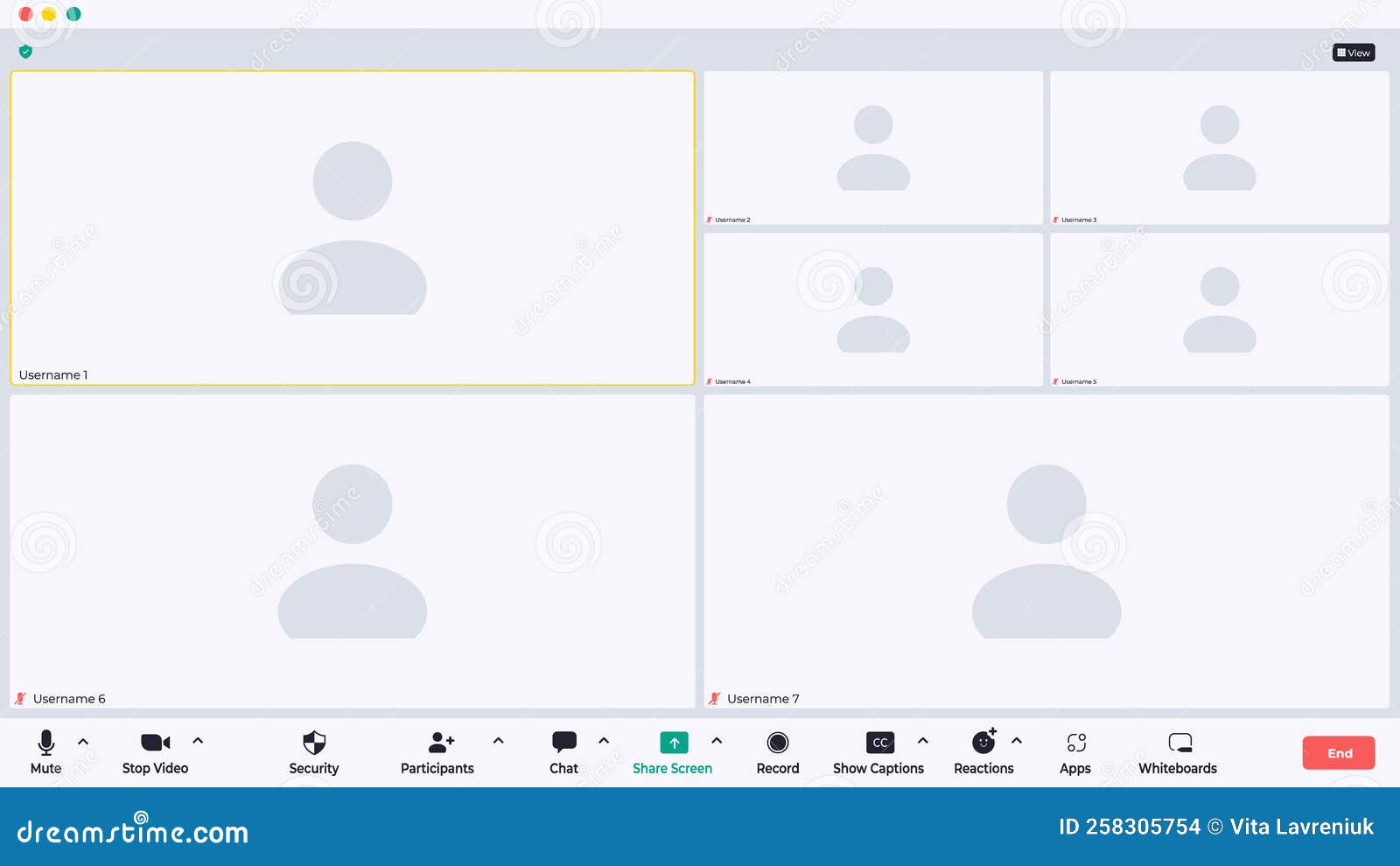 Video Conference Interface. Ui Design Concept. Modern Technology Device ...