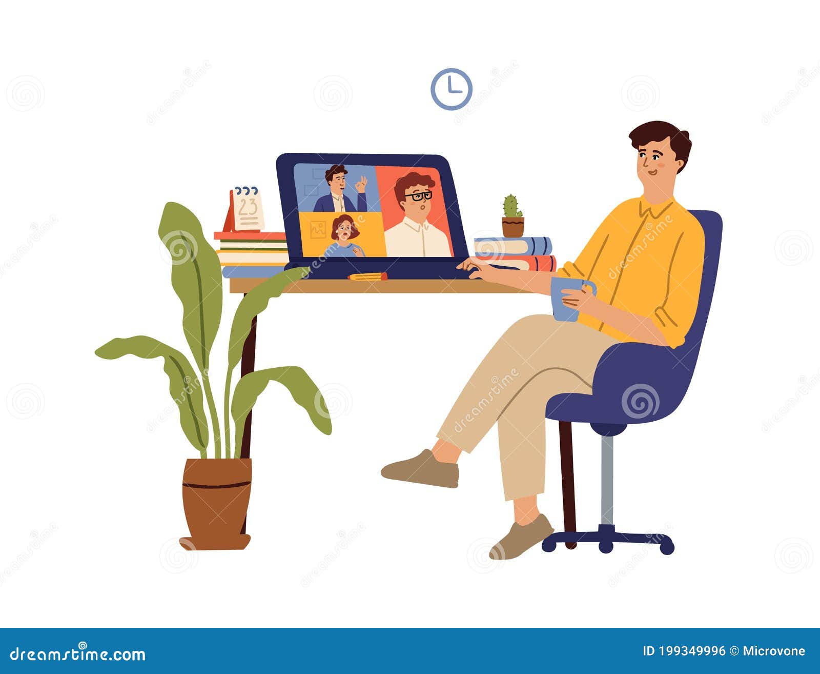 Video Conference. Internet Learning, Computer Virtual Meeting with ...