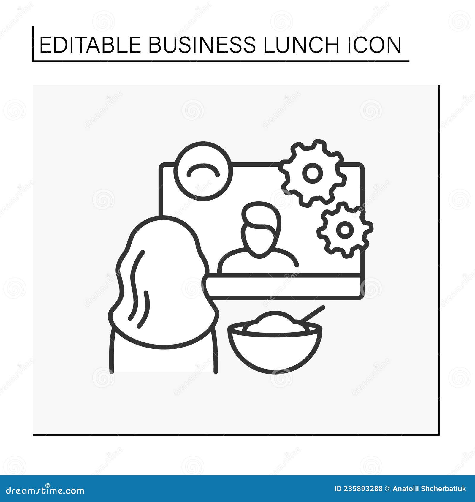 Video conference line icon stock vector. Illustration of dinner - 235893288
