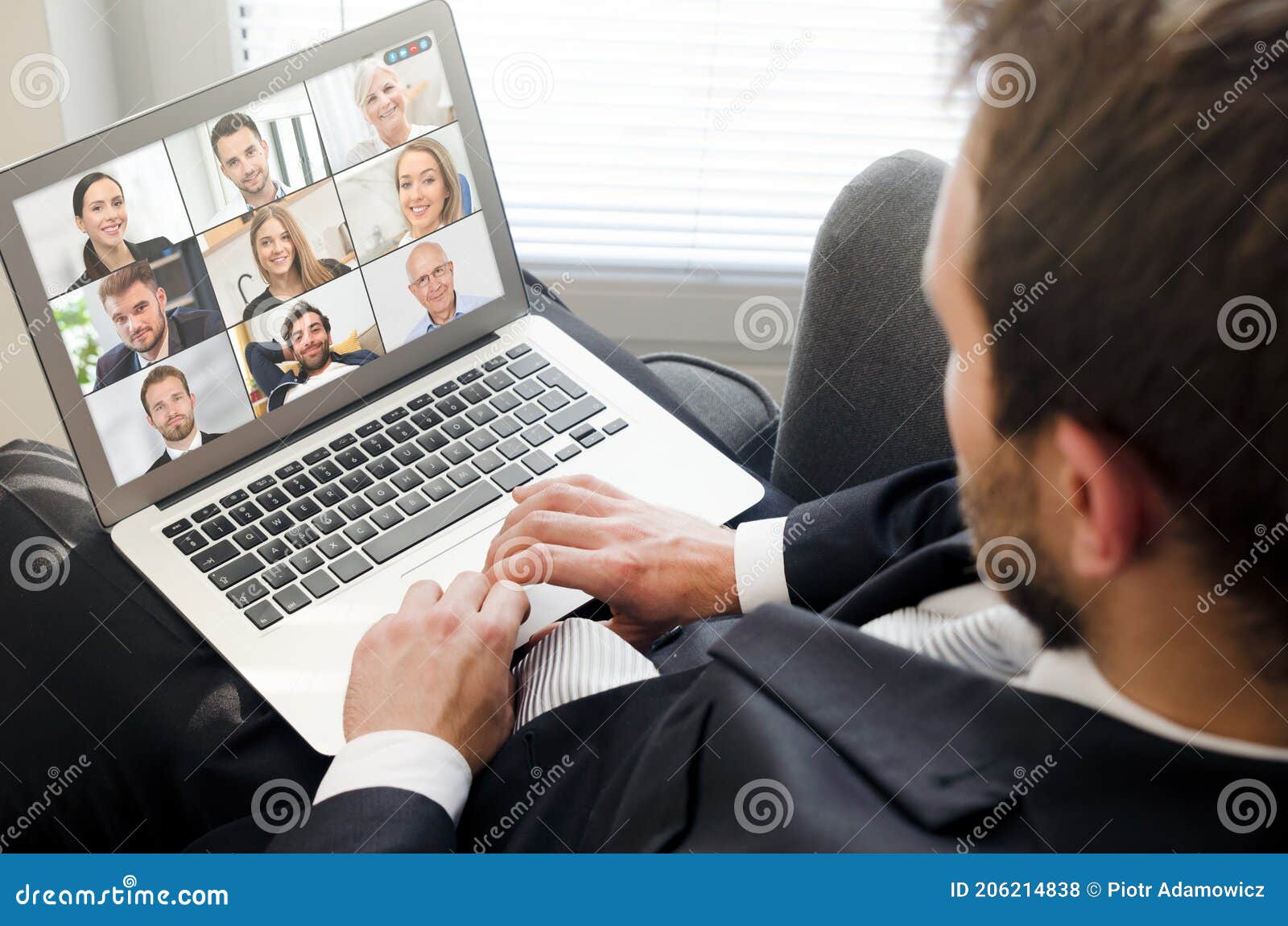 Video Conference with Multiple Employees Stock Photo - Image of ...