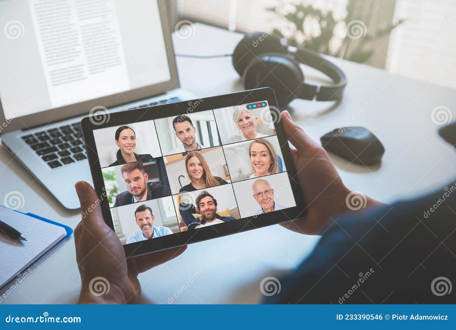 Video Conference with Multiple Employees Stock Photo - Image of ...