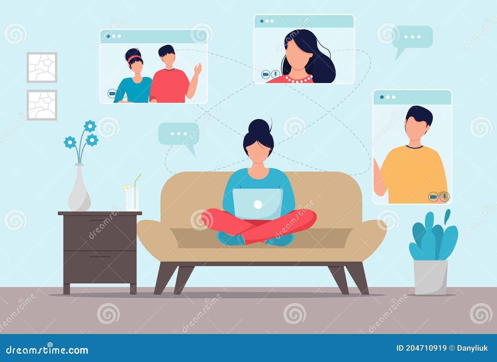 Video Conference. People on Computer Screen Taking. Remote Teaching ...