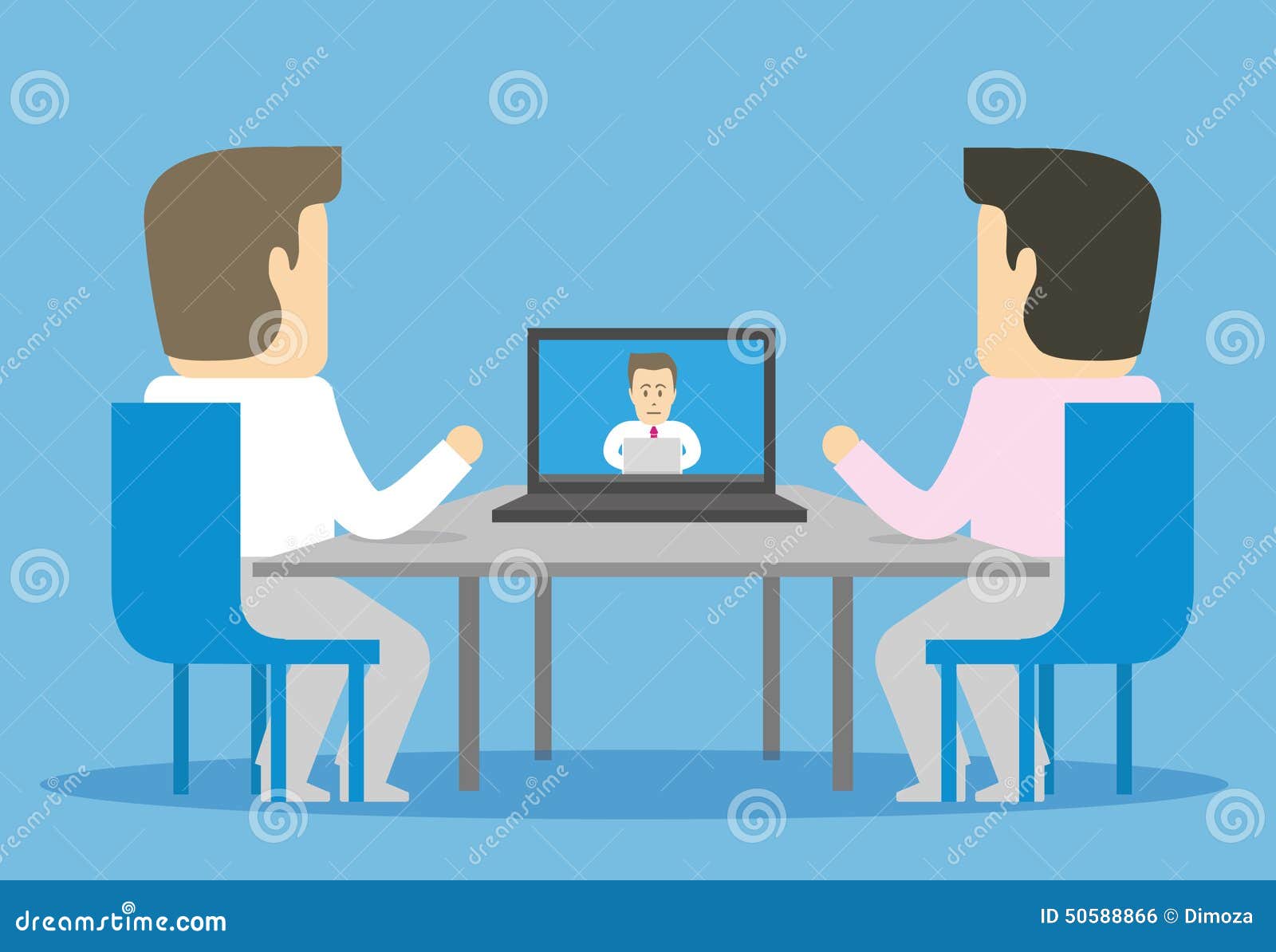 Video Conference with Remote Employee. Stock Vector - Illustration of ...