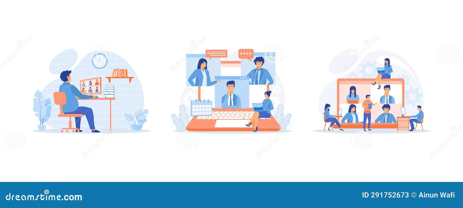 Video Conference, Remote Work, Technology Concept, Worker Using ...