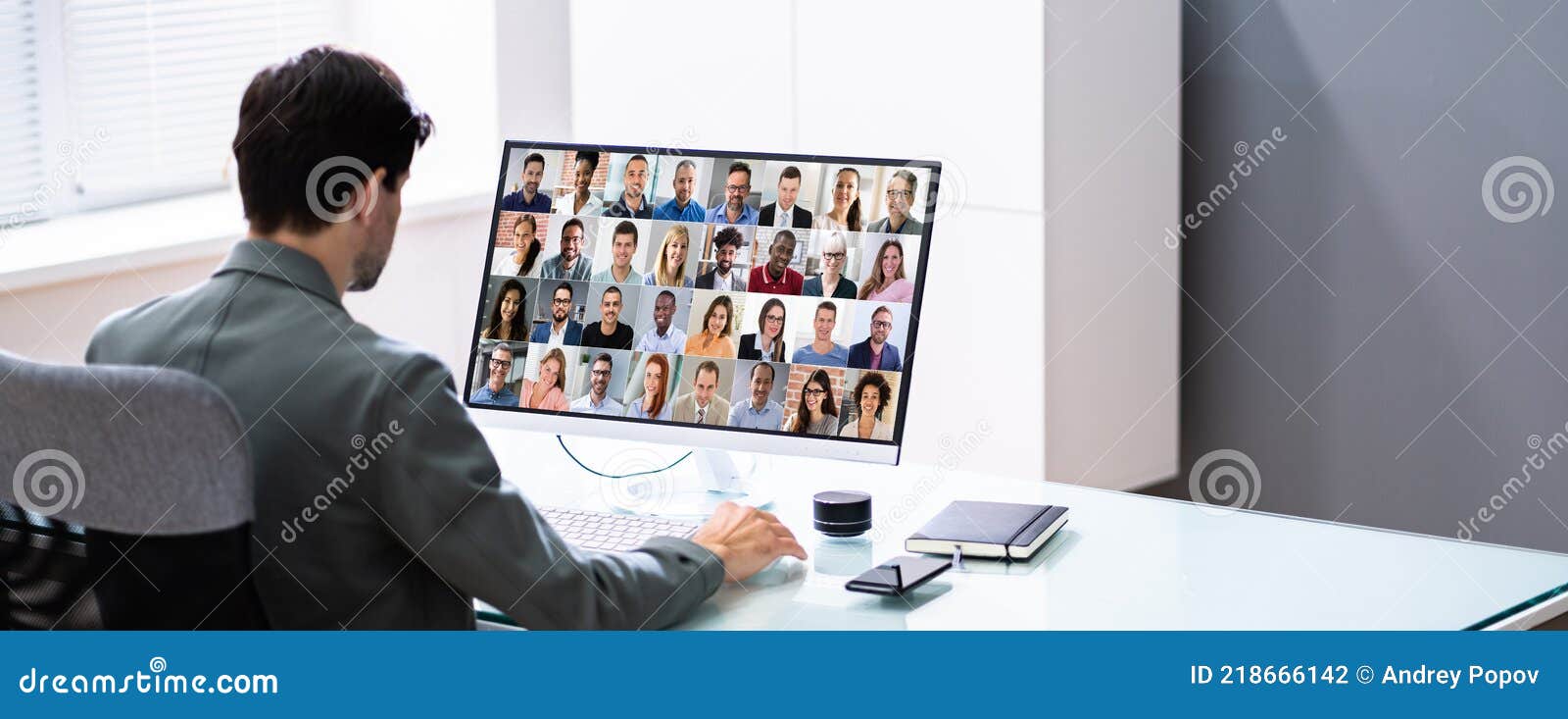 Video Conference Training Online Stock Photo - Image of panoramic ...